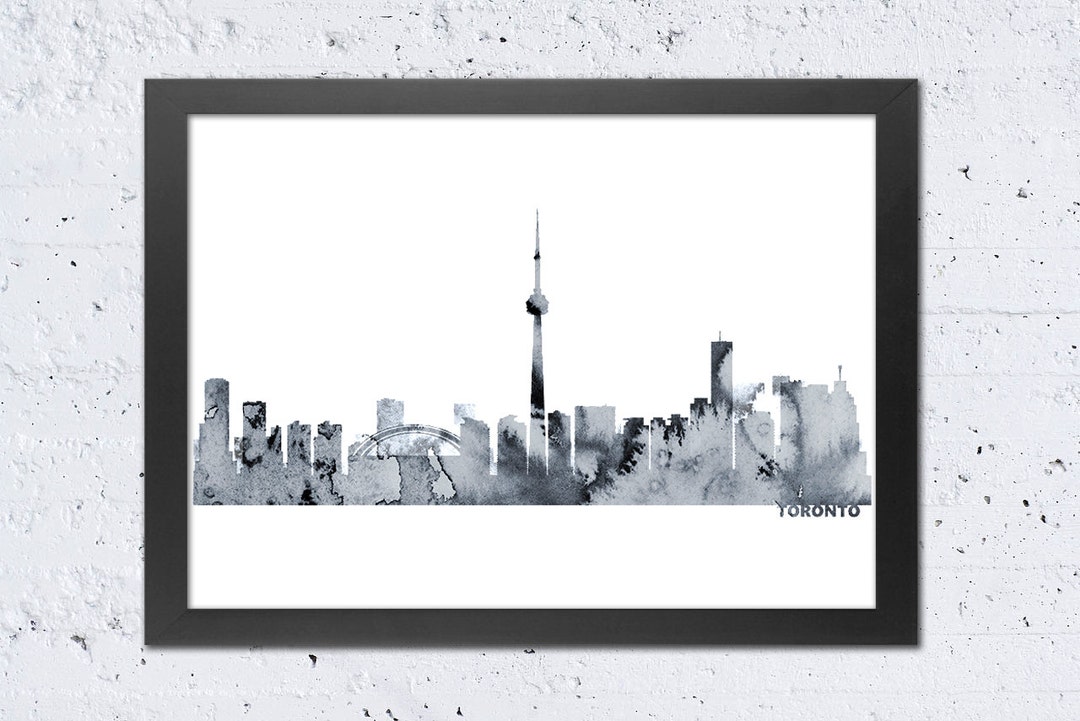 Toronto Skyline Print, Toronto Canada Silhouette Cityscape Print, Black ...
