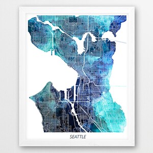 Seattle Map Poster Print, Seattle Print, Seattle Washington Digital ...