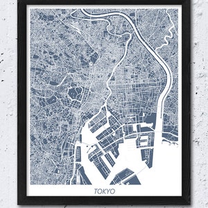 Tokyo Map Print, Tokyo City Poster Print, Tokyo Japan Urban Street Map ...