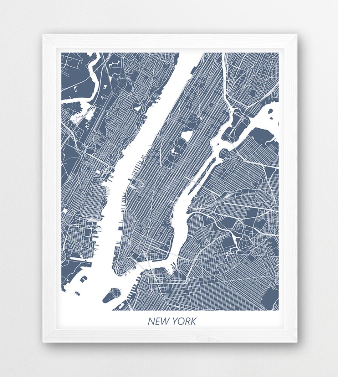 New York Print, New York Map Poster Print, New York Manhattan Digital ...