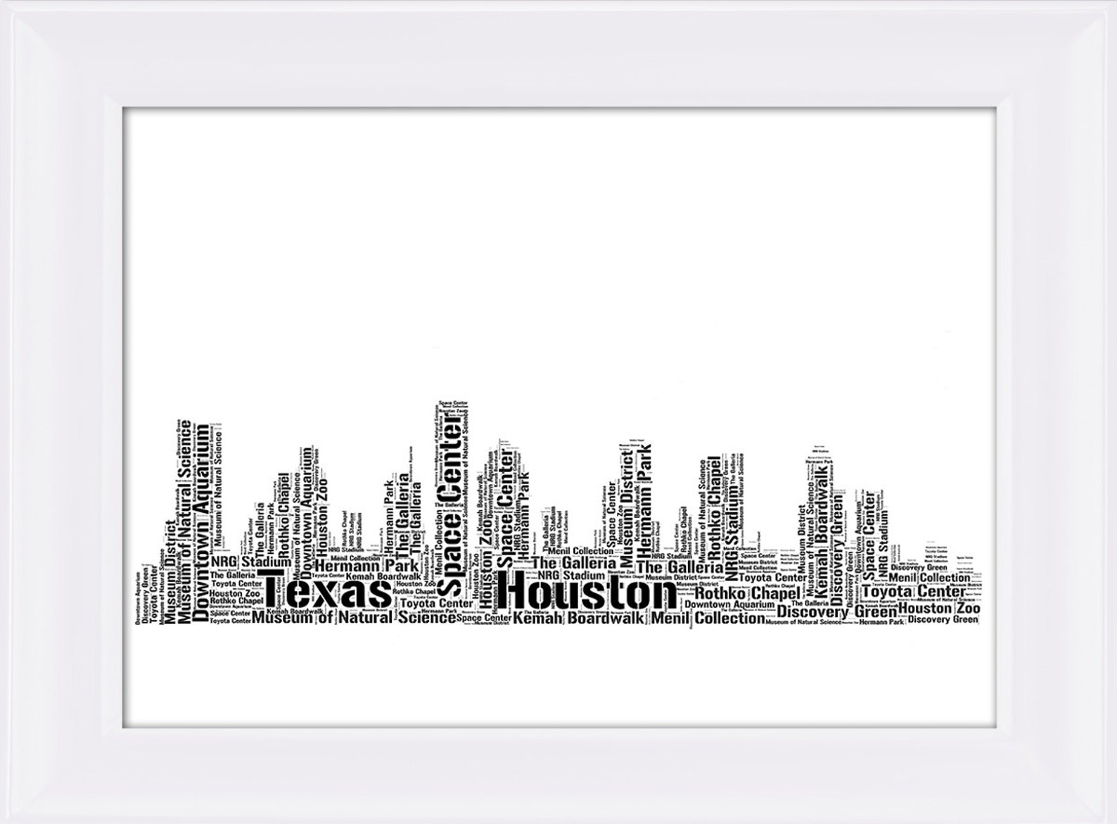 Houston Skyline Print, Houston Texas Typography Cityscape Map, Text ...