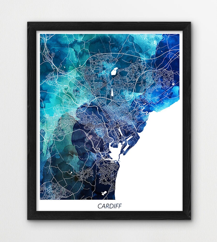 Digital Cardiff Wales Printed Map Poster Cardiff Download Map Art Gift ...