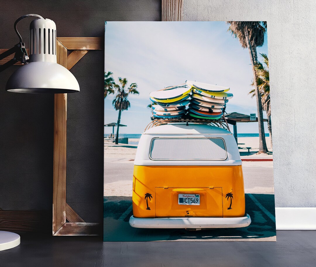 VW Van Bus, Beach Print, Coastal Sea Tropical Art, California Print ...
