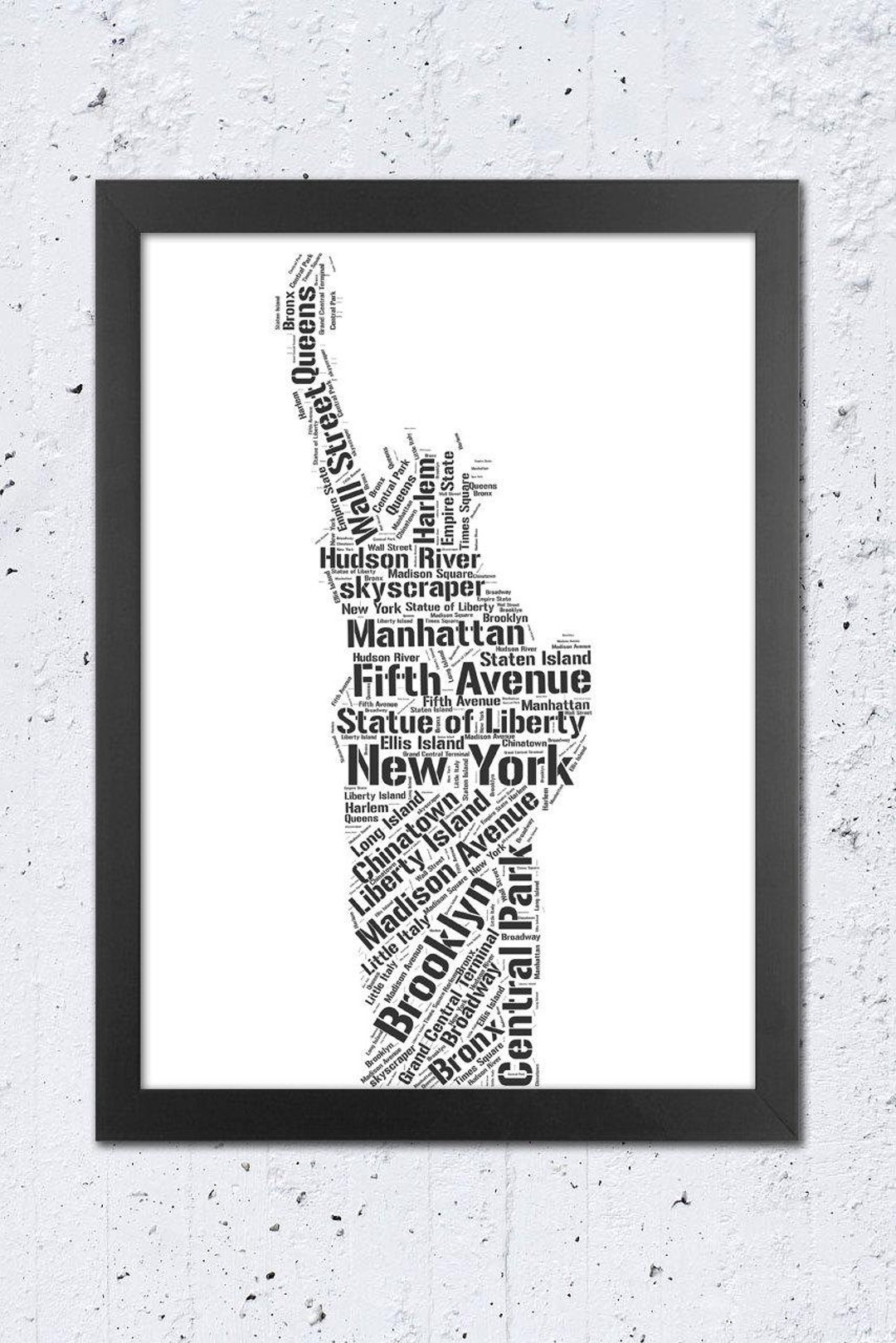 Statue of Liberty Print, New York Print, New York Skyline Print, Text ...