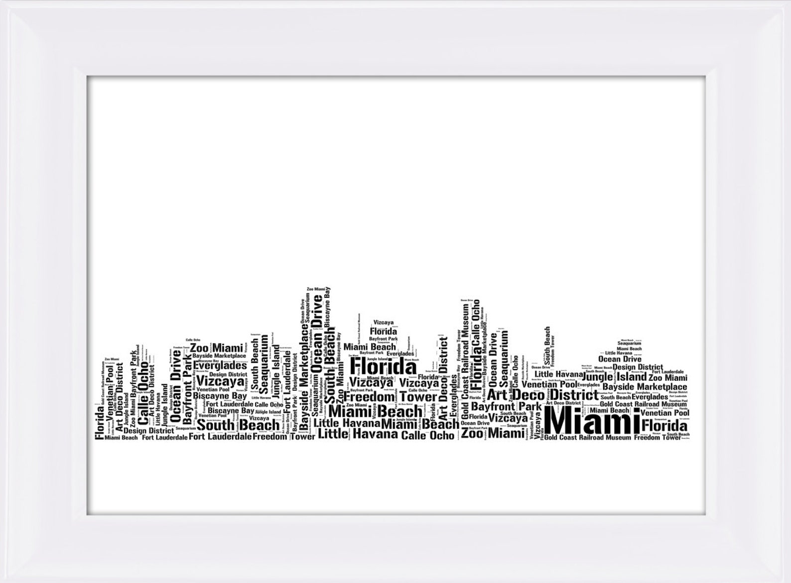 Miami Skyline Print Miami City Florida Print Words Art - Etsy