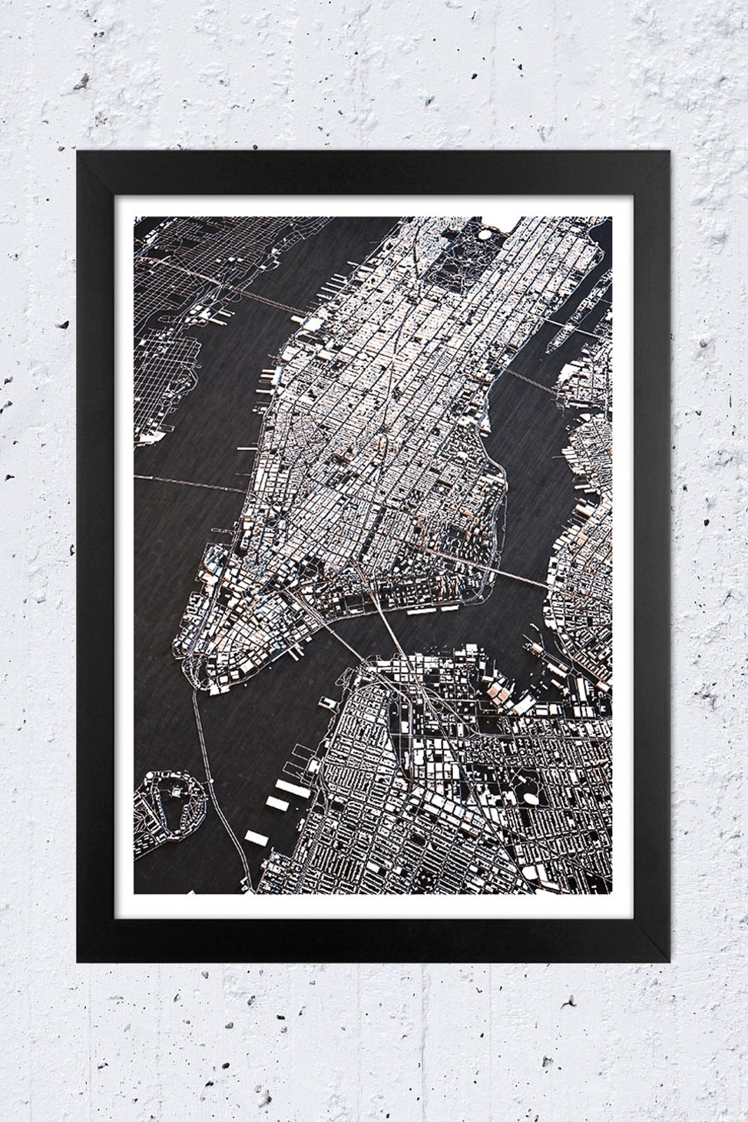 New York Print, New York 3D Map Poster Print, New York Digital ...