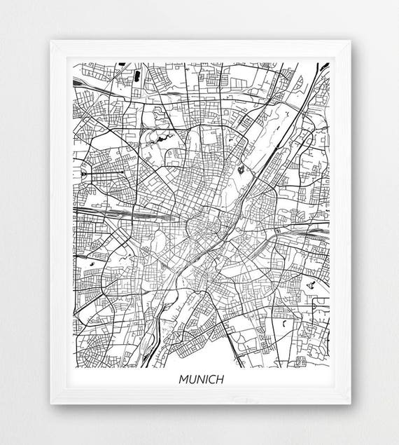 Munich Map Print Munich City Poster Print Munich Germany | Etsy
