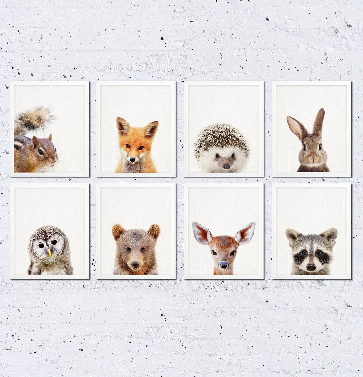 Farm Animals Print, Animals Photo Print Set of 8, Bunny Goat Duck ...