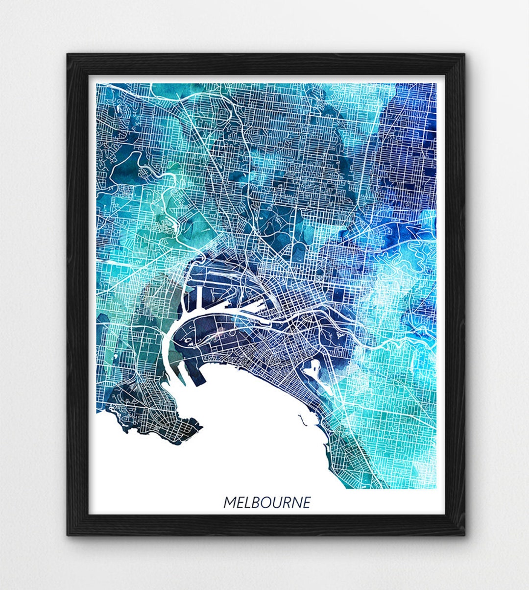 Impresión del cartel del mapa de Melbourne, impresión de Melbourne Australia, cartel del mapa de ...