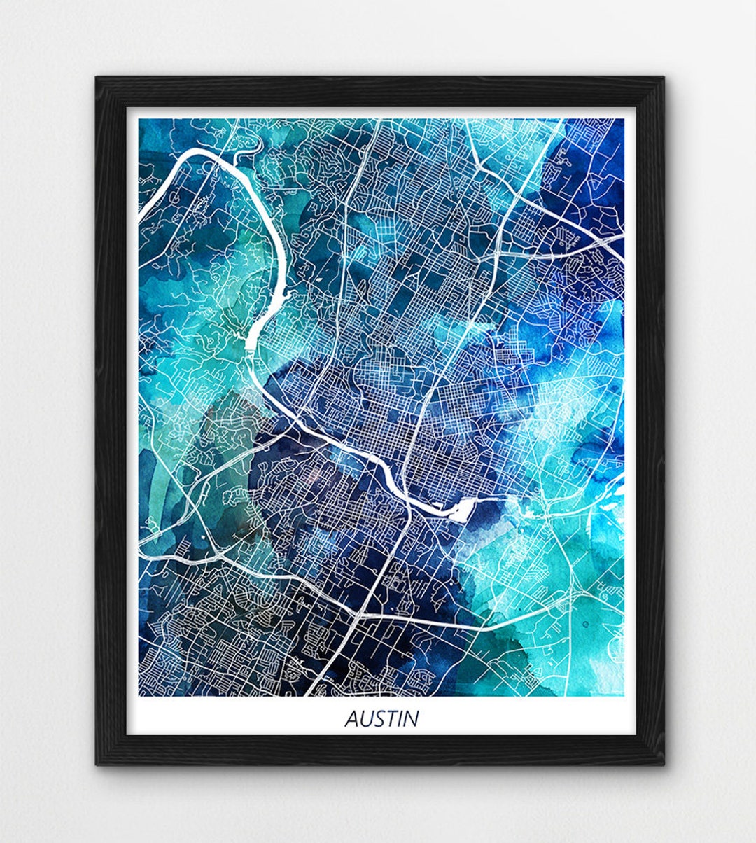 Austin Map Print Austin Poster Print Austin Texas Urban - Etsy