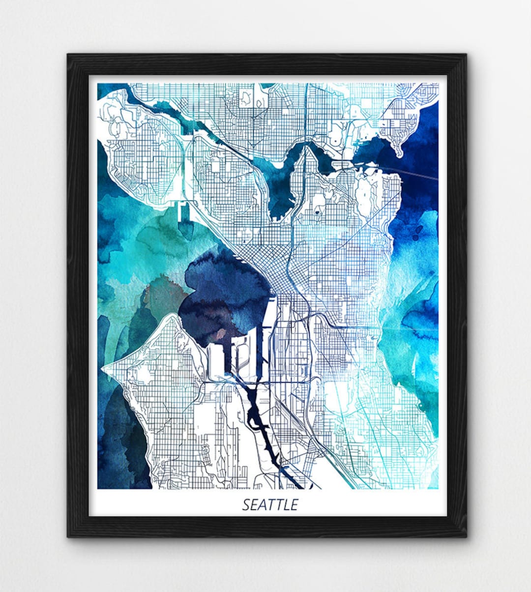 Seattle Map Print, Seattle Poster Print, Seattle Washington Digital ...