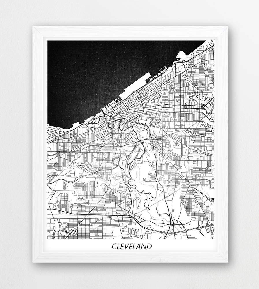 Cleveland City Map Print Cleveland Poster Print Cleveland | Etsy