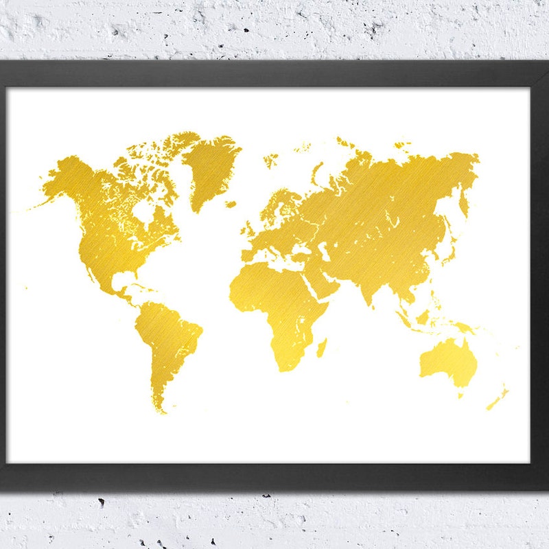 Gold Foil World Map - Etsy