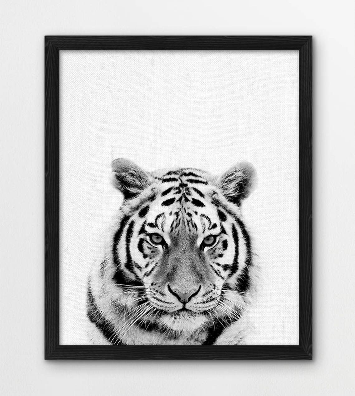 Tiger Print Tiger Photo Nursery Wall Art Black & White - Etsy