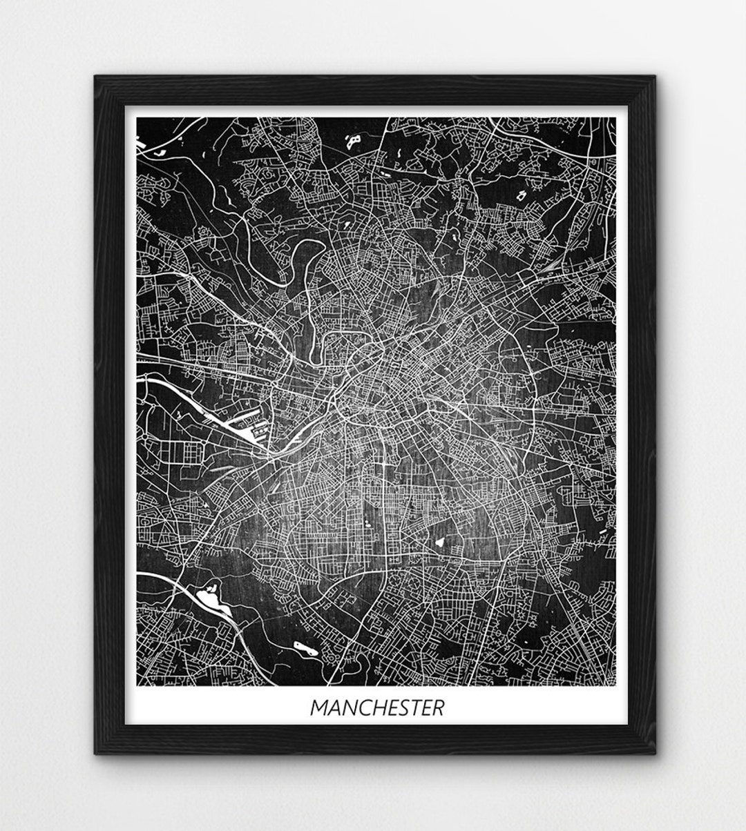 Manchester Street Map Print Manchester City Poster Print - Etsy