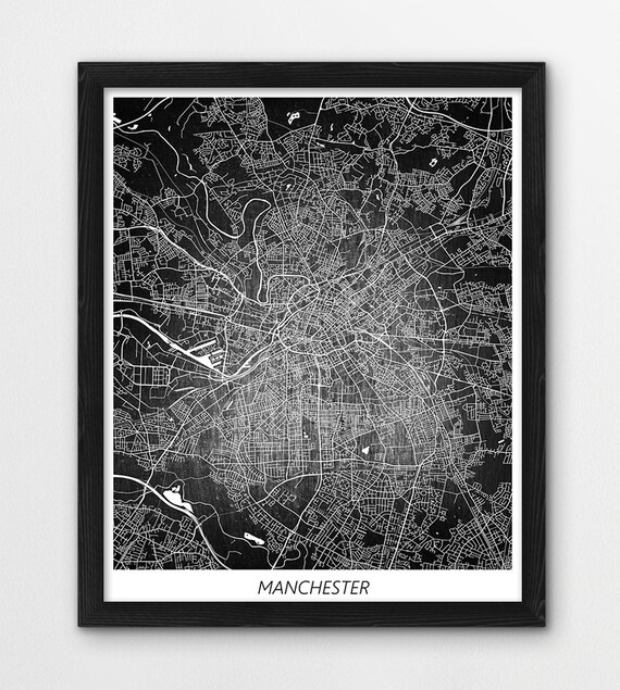Manchester Street Map Print Manchester City Poster Print | Etsy