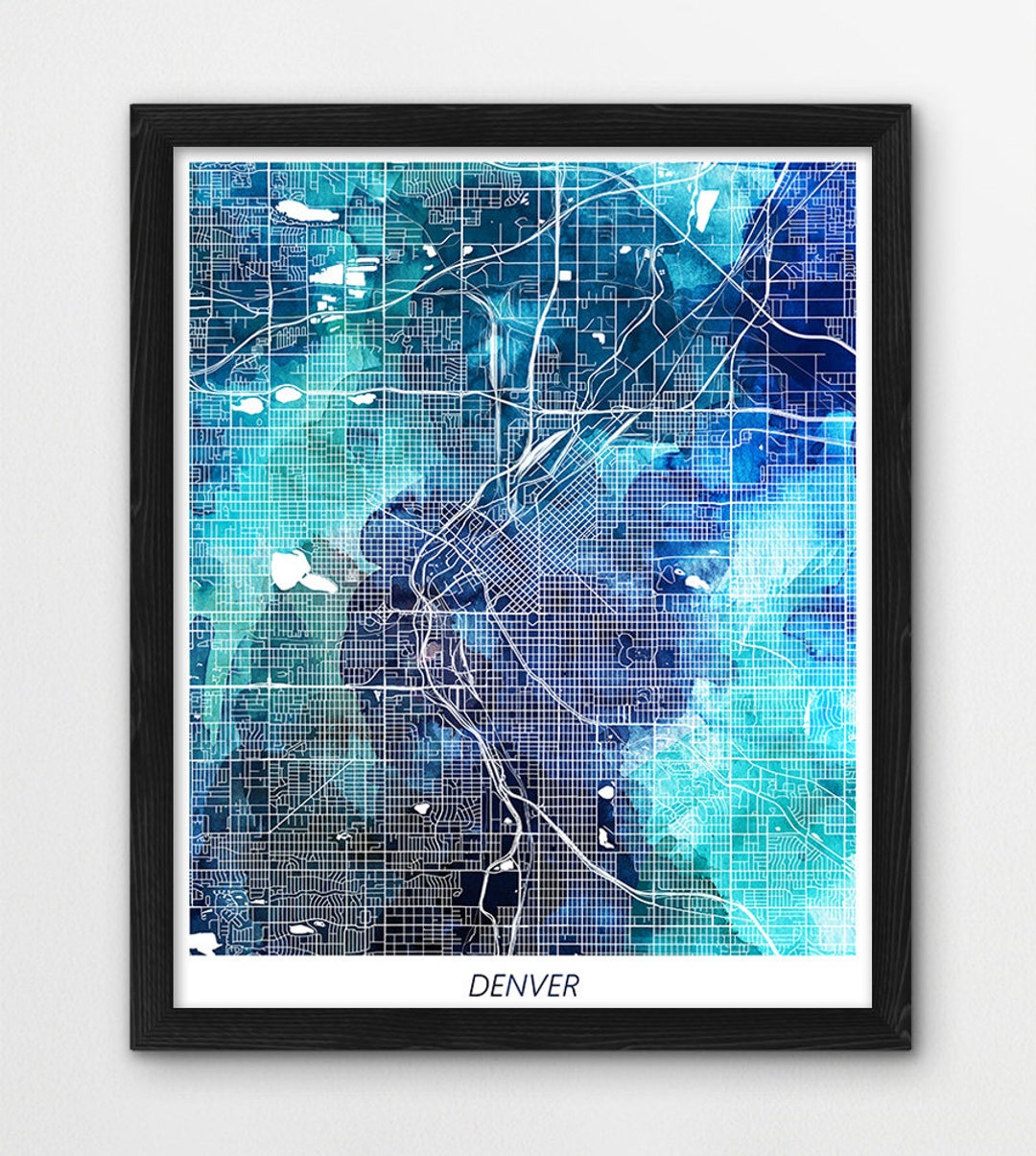 Denver Map Print, Denver Map Poster Print, Denver Colorado Urban Map ...