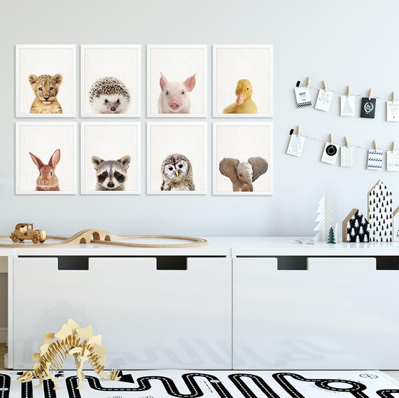 Animals Nursery Print Cute Animals Photo Mix Print Set of 8 | Etsy