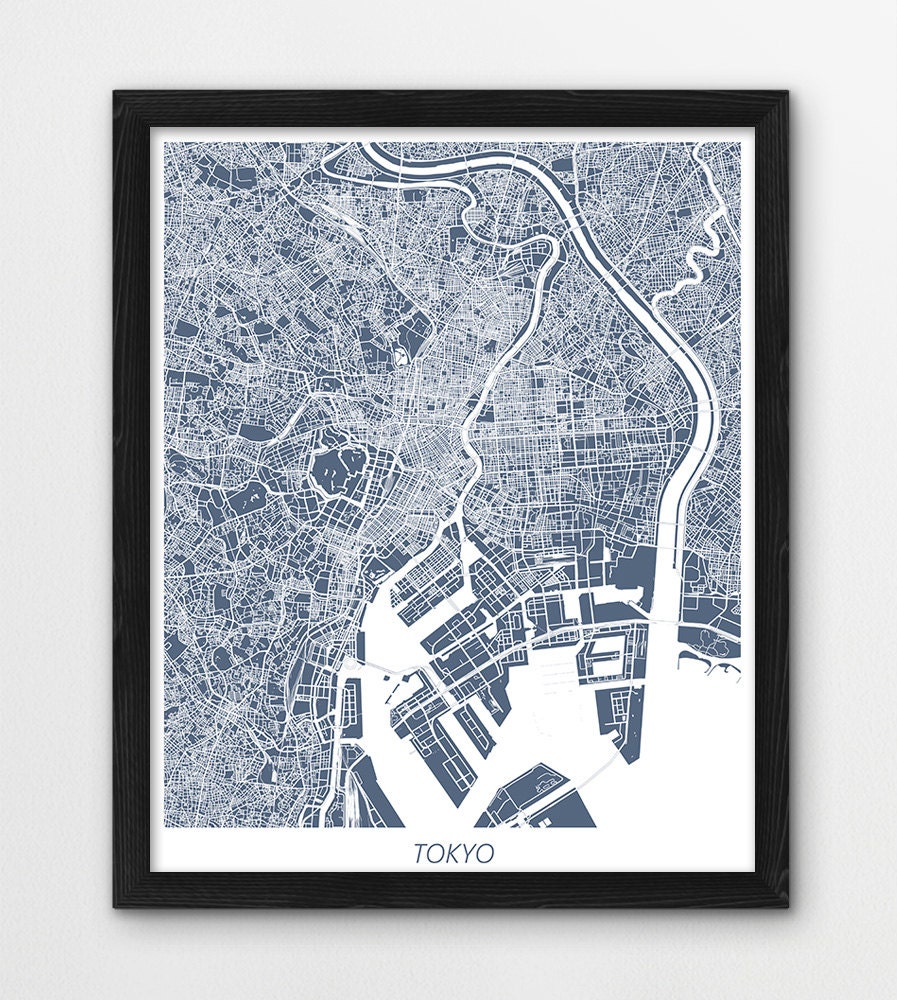 Tokyo Map Art Print, Blue Urban Street Map (digital Download) - Etsy