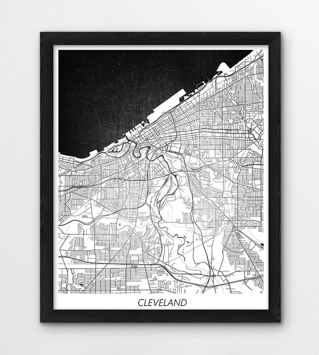 Cleveland City Map Print, Cleveland Poster Print, Cleveland Urban ...