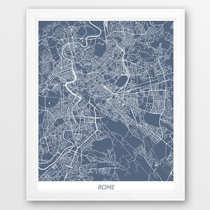 Rome Map Print, Rome City Street Map Print, Rome Italy Urban Digital ...