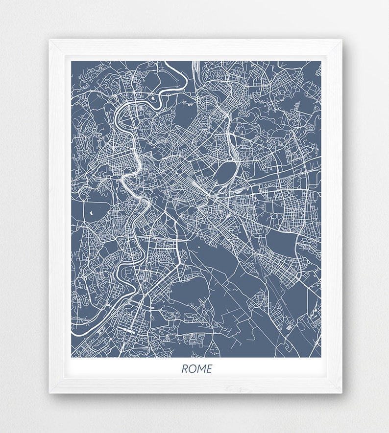 Rome Map Print Rome City Street Map Print Rome Italy Urban - Etsy