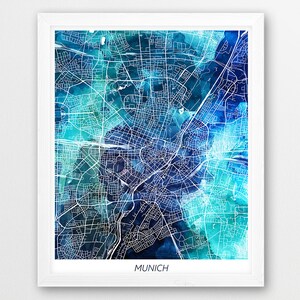 Munich Map Print, Munich Poster Print, Munich Germany Urban Street Map ...