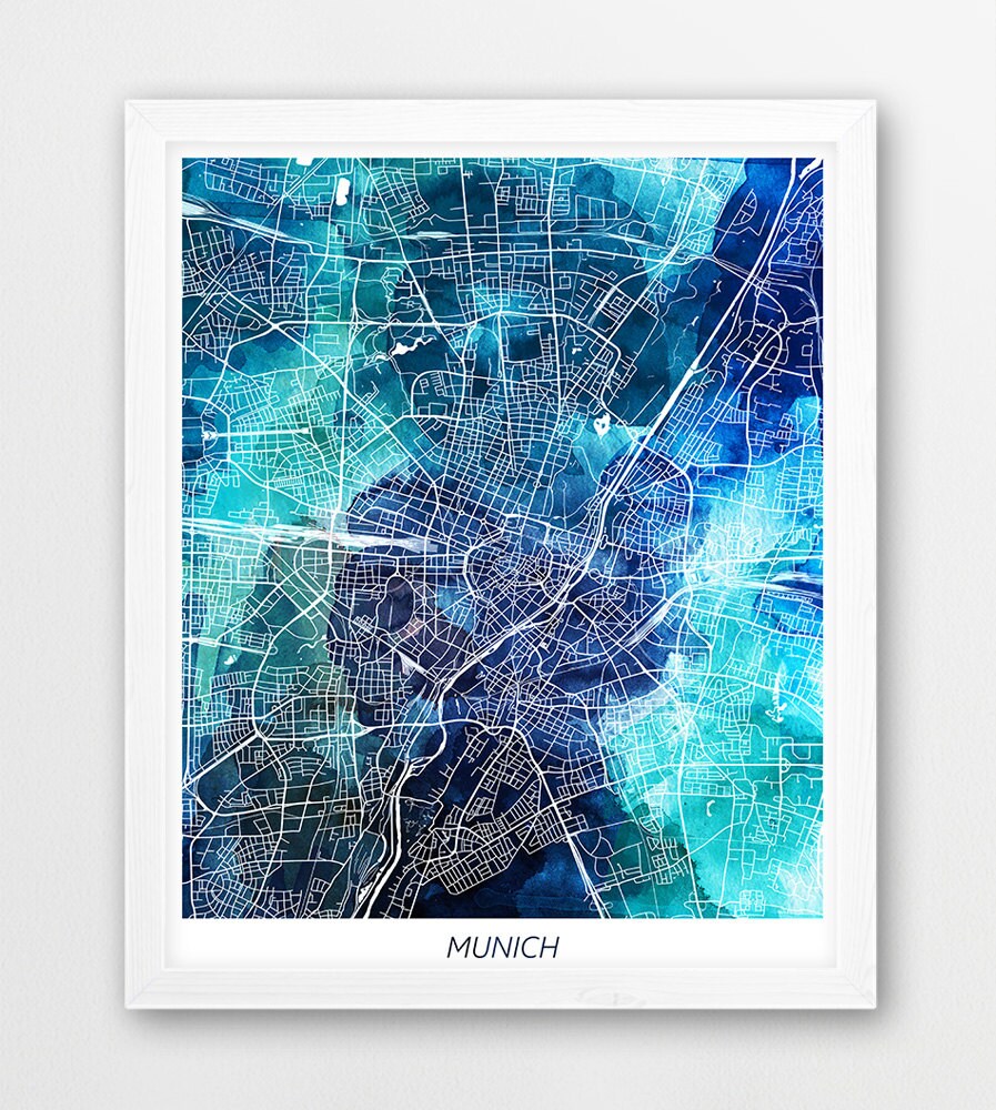 Munich Map Print Munich Poster Print Munich Germany Urban | Etsy