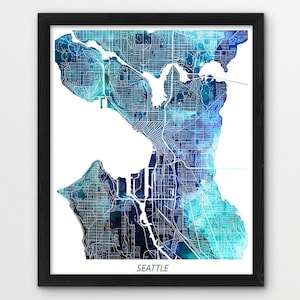 Seattle Map Poster Print, Seattle Print, Seattle Washington Digital ...