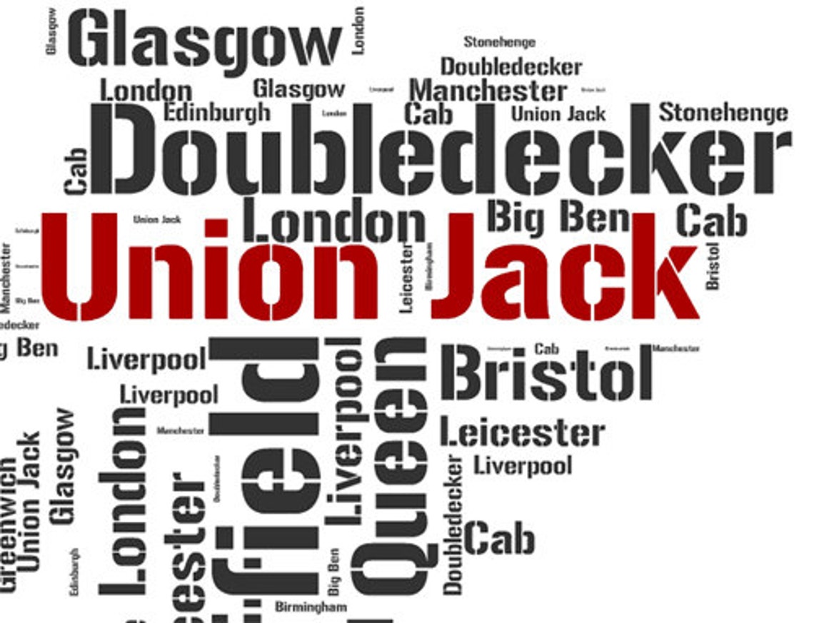 UK Print United Kingdom Typography Map United Kingdom Map - Etsy