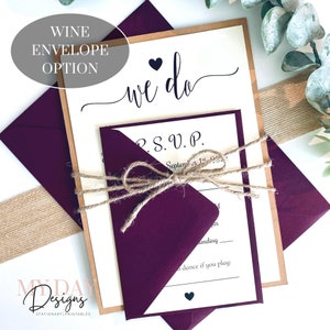 Printed We Do Rustic Wedding Invitation With Twine Ivory With - Etsy