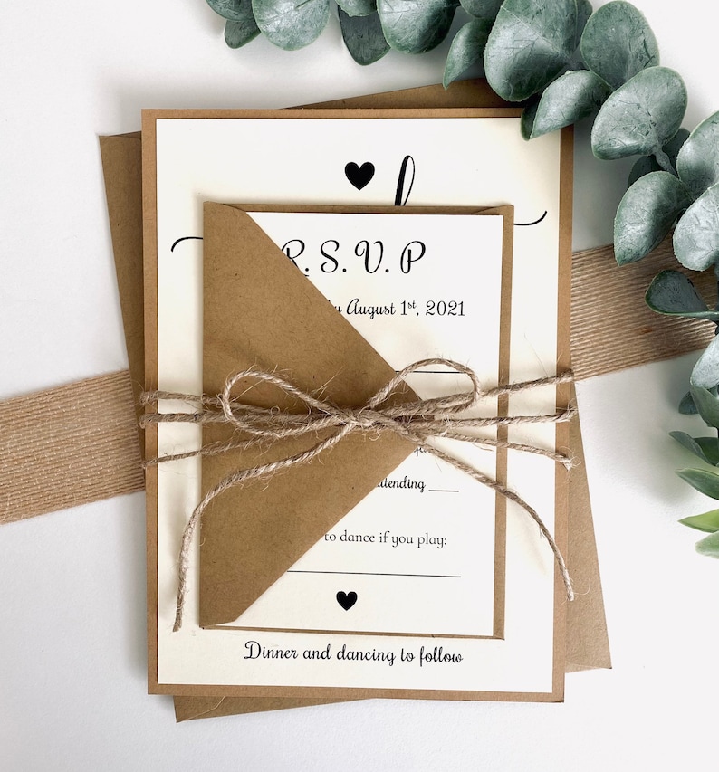Printed We Do Rustic Wedding Invitation With Twine Ivory With - Etsy