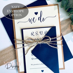 Printed We Do Rustic Wedding Invitation With Twine Ivory With - Etsy