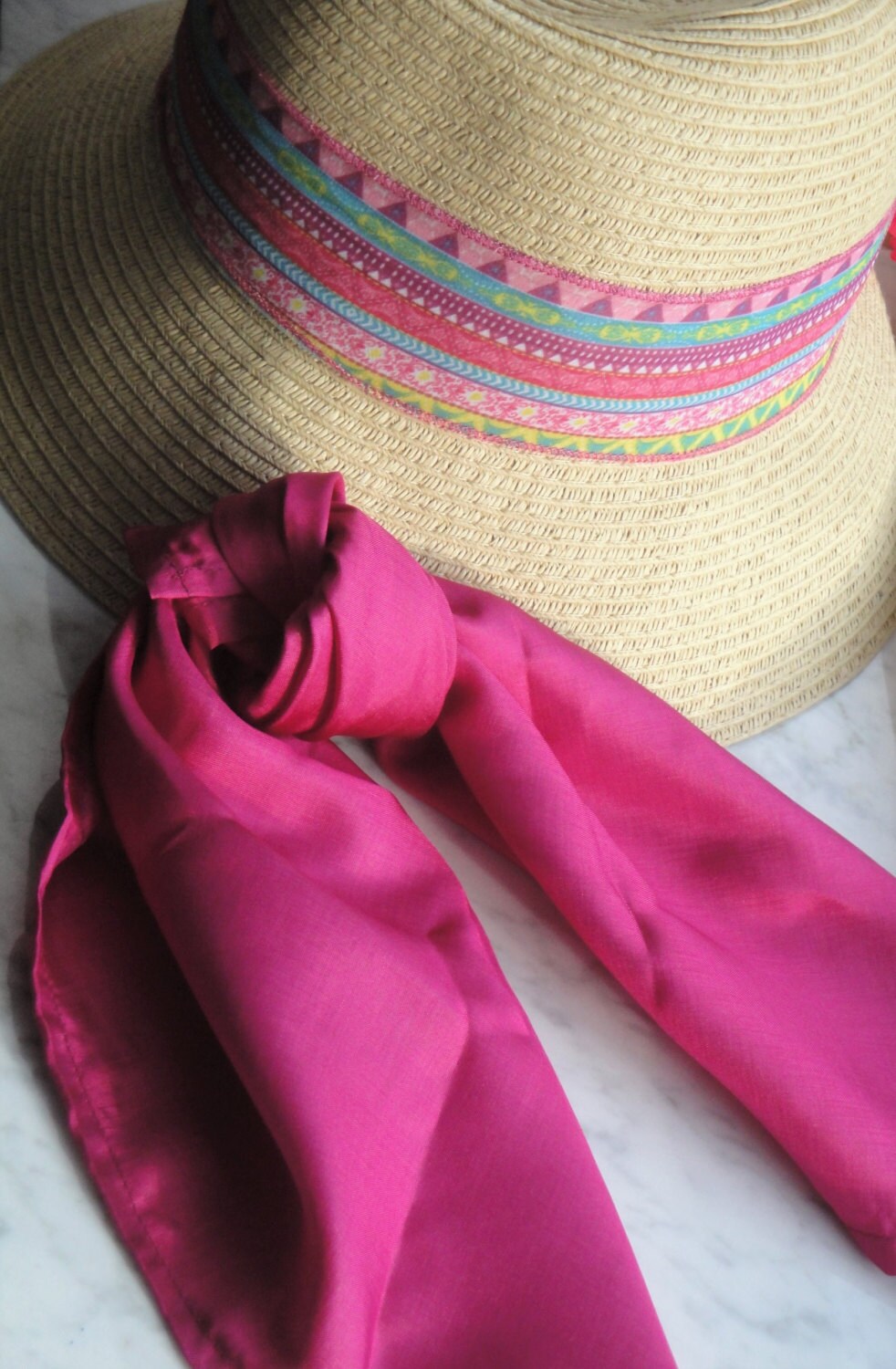 Kerchief Scarf Silky Fuschia