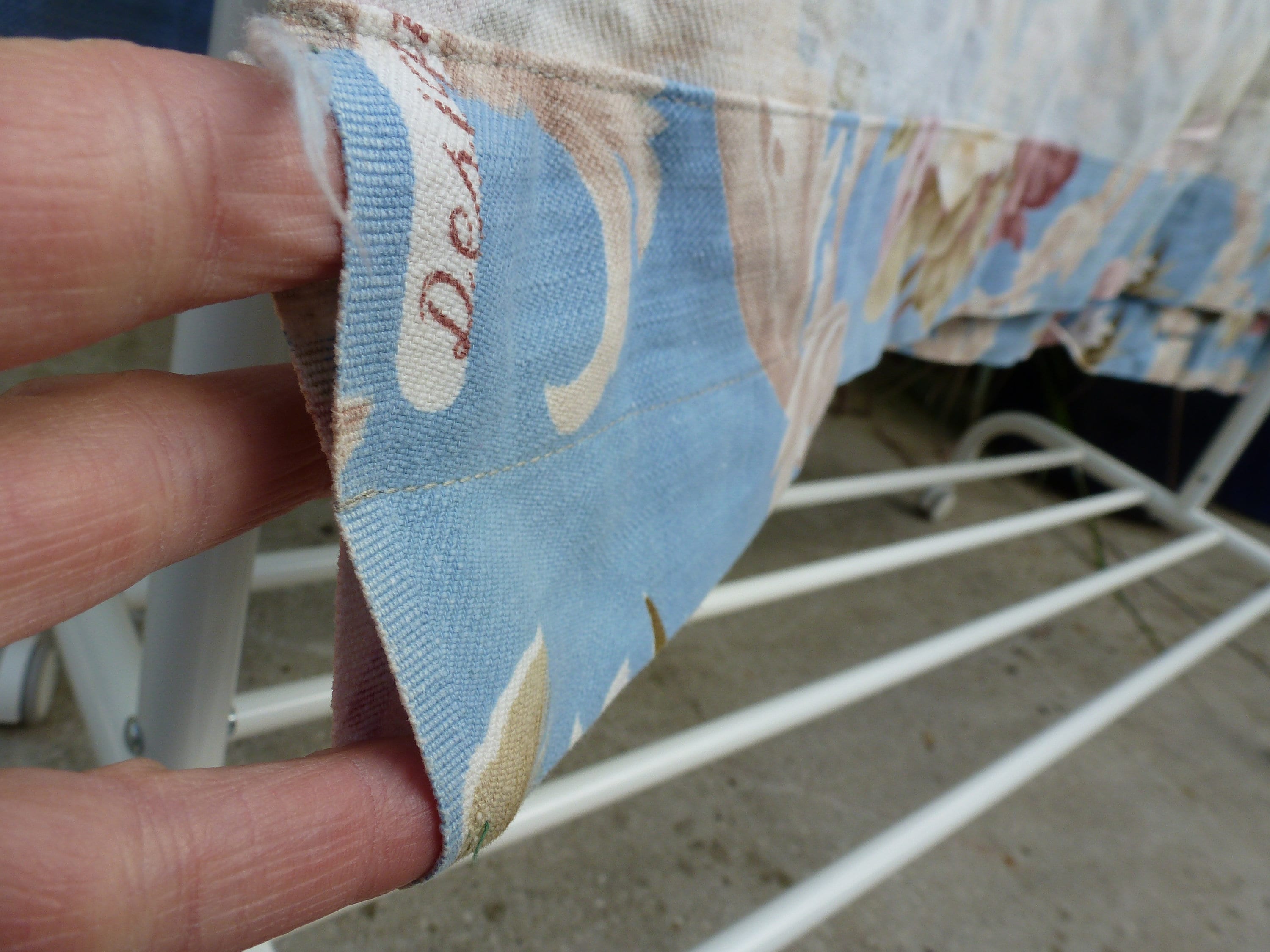 Vintage Vat Printed Drapery Panel Sewing Fabric Blue Floral and Leaves