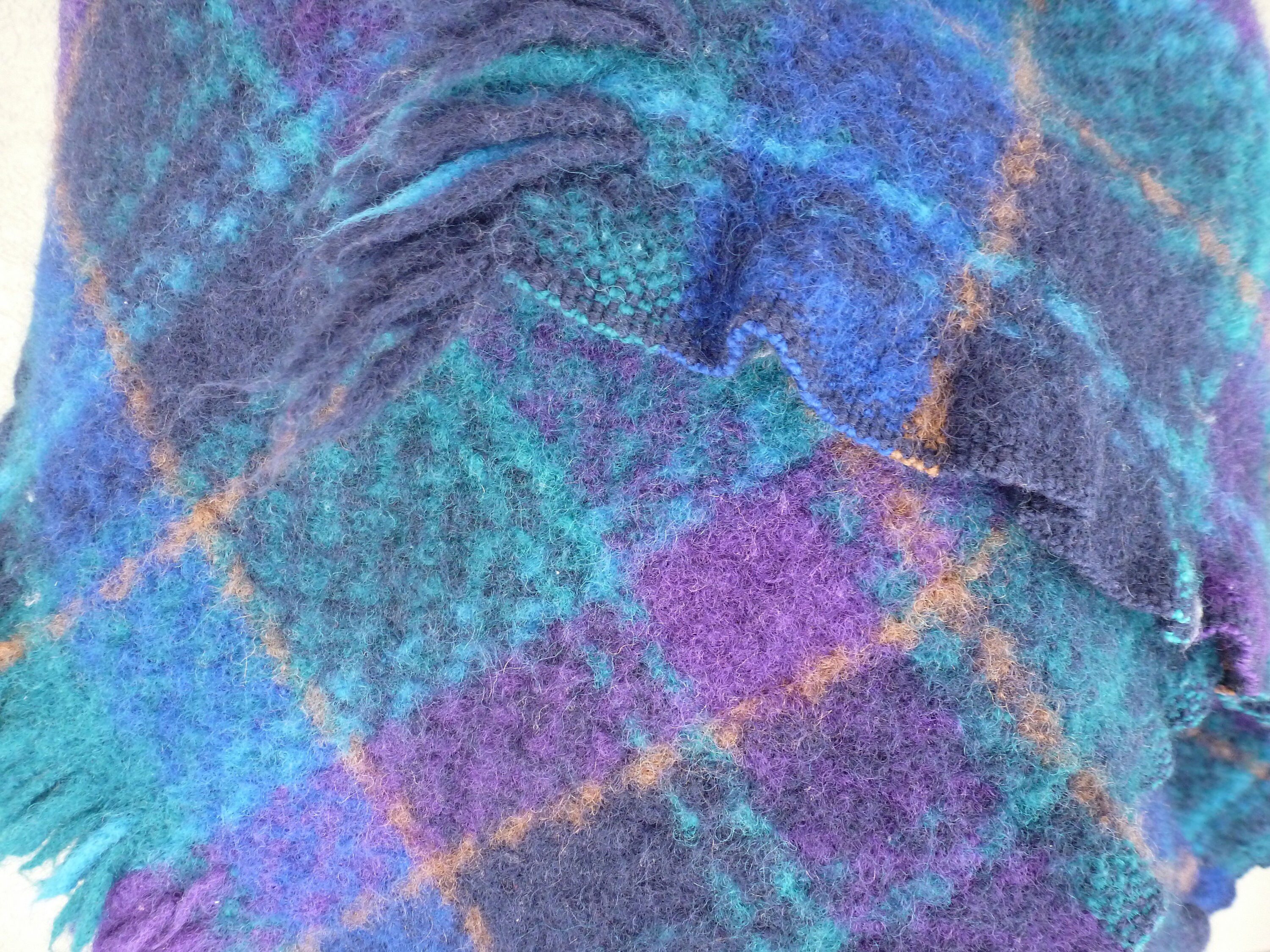 Lux Vintage Wool Pendleton Blanket Blue Meridian Plaid