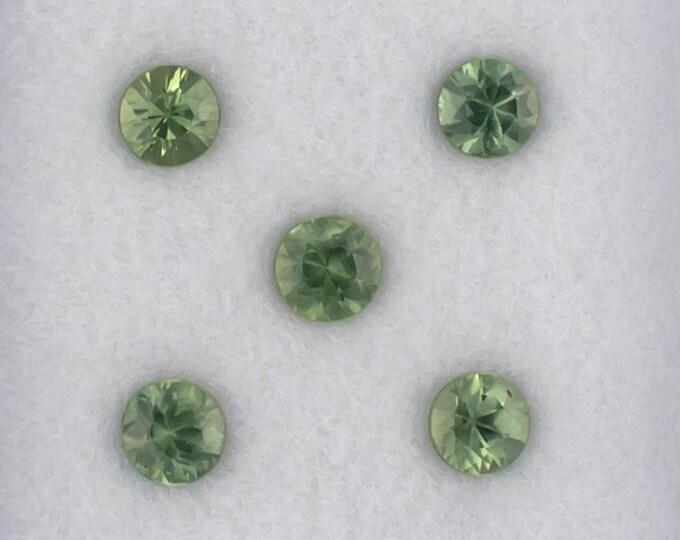 3.20mm Sapphire Gemstone Melee Parcel, 5pcs = 0.86twt, Green Color Hues ...