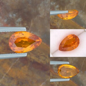 3.69ct Yellow Sapphire Gem, Pear Shape Loose Natural Faceted Corundum Mineral, Gemstone Jewelry ...
