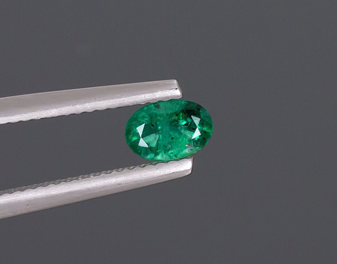 0.63ct Emerald Gemstone, USA Seller, Green Color Oval Shape Faceted Natural Gem or Jewelry ...