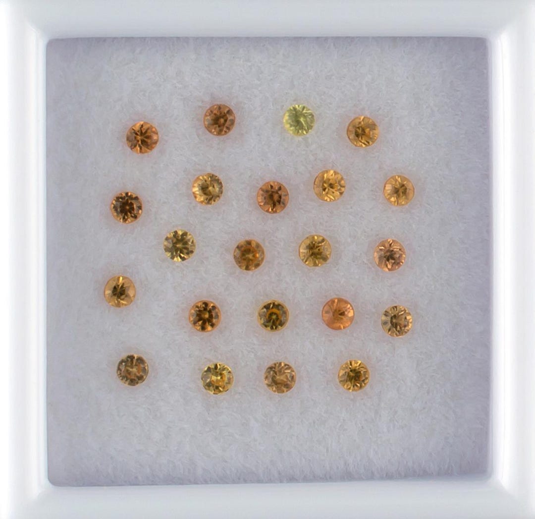 1.60mm Sapphire Gemstone Melee Parcel, 22pcs = 0.54twt, Orange Color ...