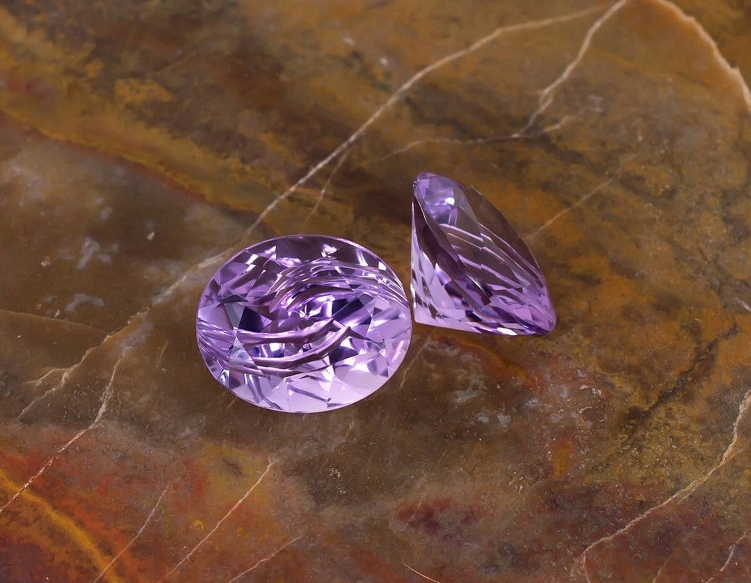 20.00twt Fantasy Cut Amethyst Gemstone Pair, USA Seller, Purple Color ...