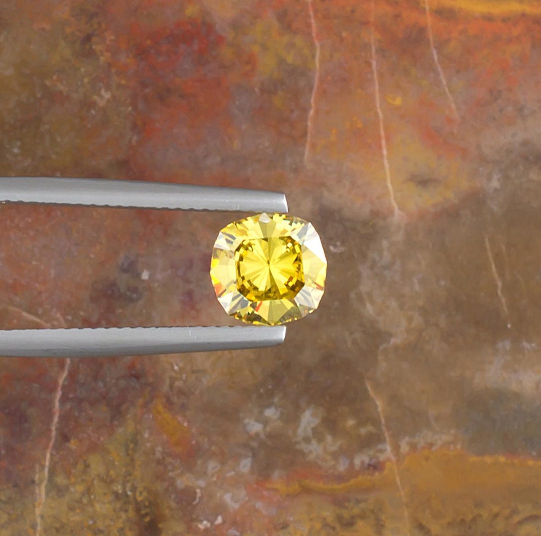 1.72ct Sphalerite Colored Gemstone, 7.52x7.29x4.05mm, Master Cut Cushion Shape Gem From Spain ...