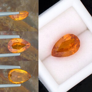 3.69ct Yellow Sapphire Gem, Pear Shape Loose Natural Faceted Corundum Mineral, Gemstone Jewelry ...