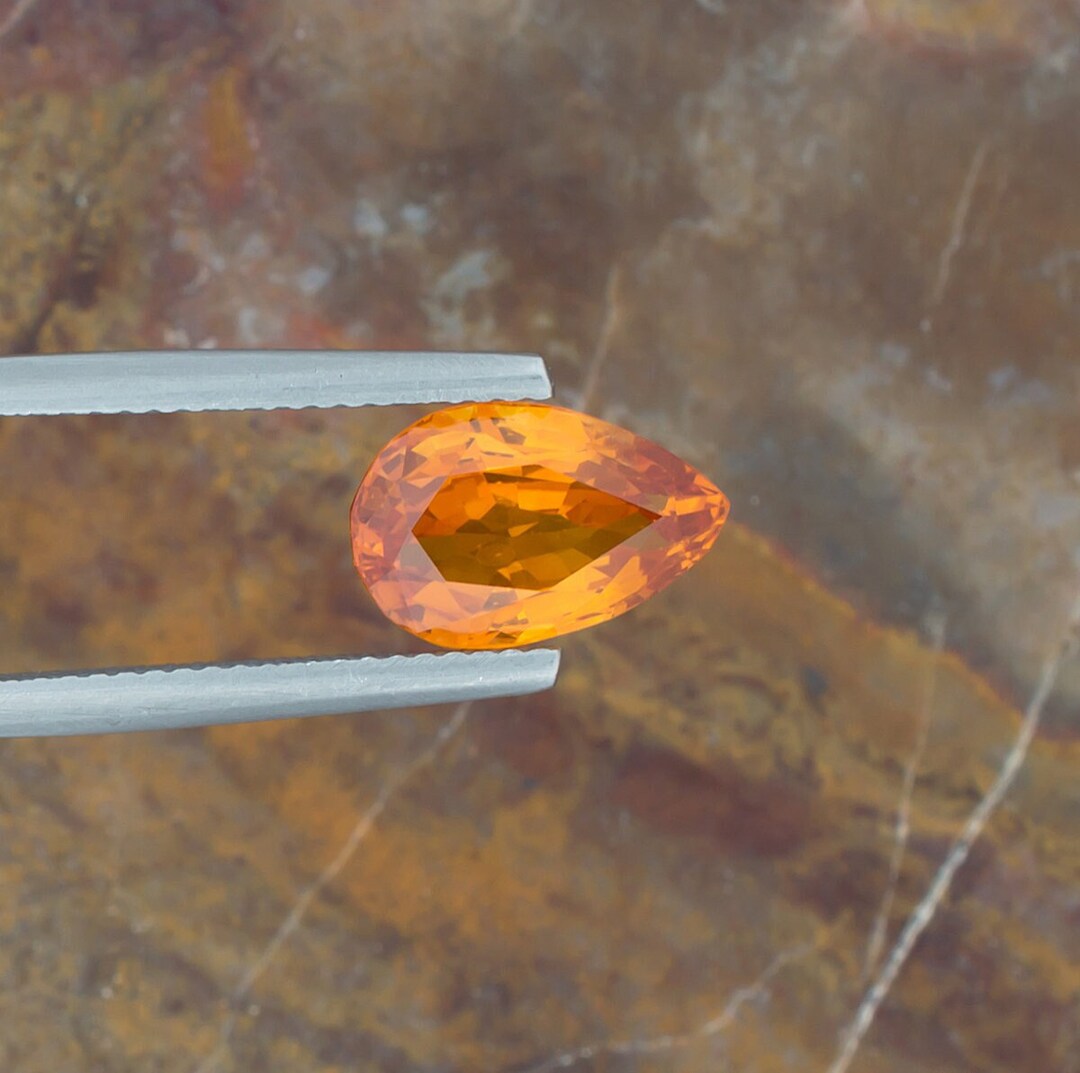 3.69ct Yellow Sapphire Gem, Pear Shape Loose Natural Faceted Corundum ...