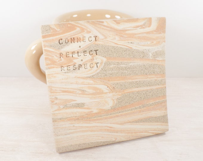 Connect Reflect Respect Pottery Tile Tile Coaster / Wall - Etsy