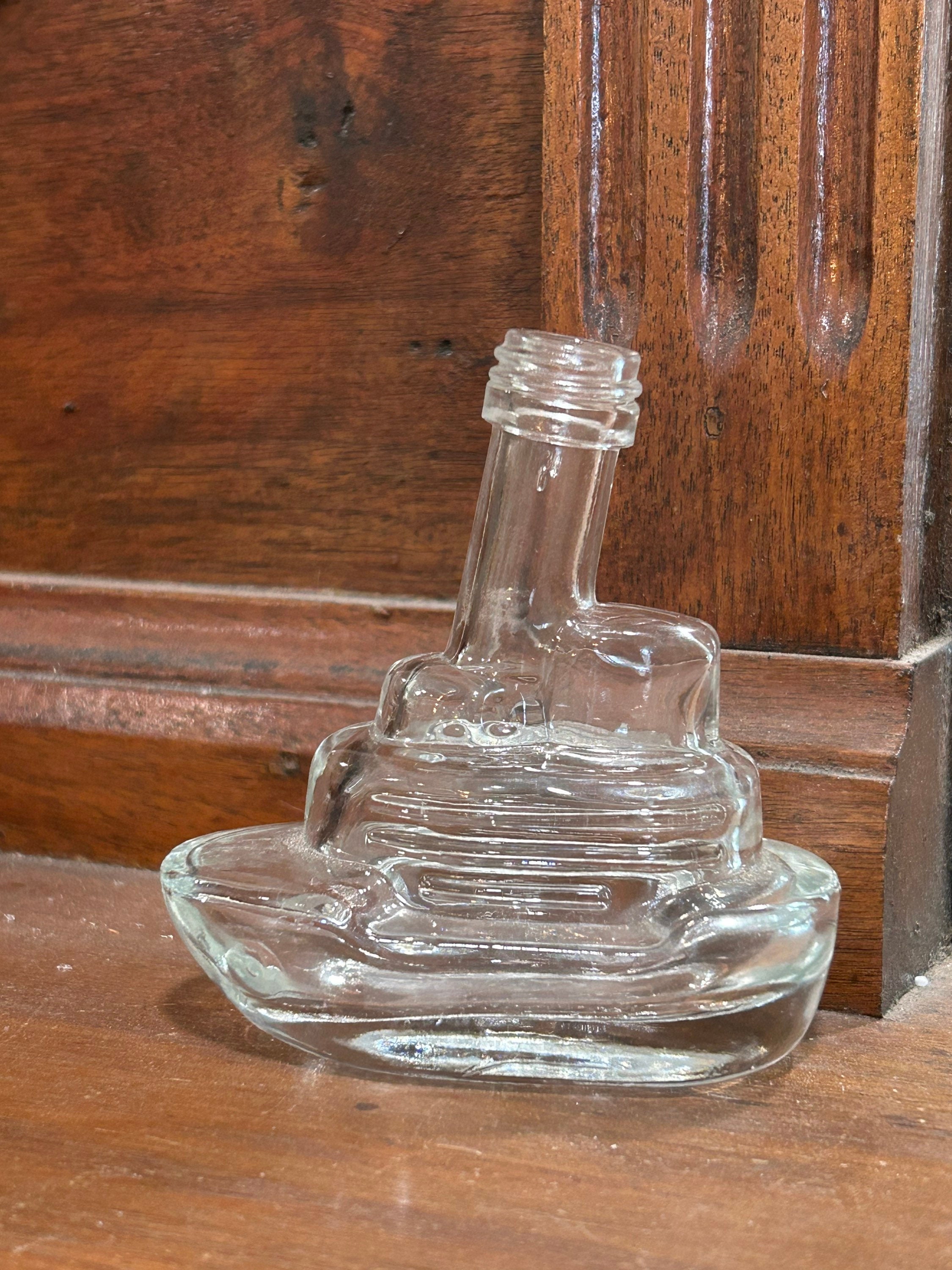 Vintage Clear Glass Tug Boat Bottle, Collectible Figurine - Etsy