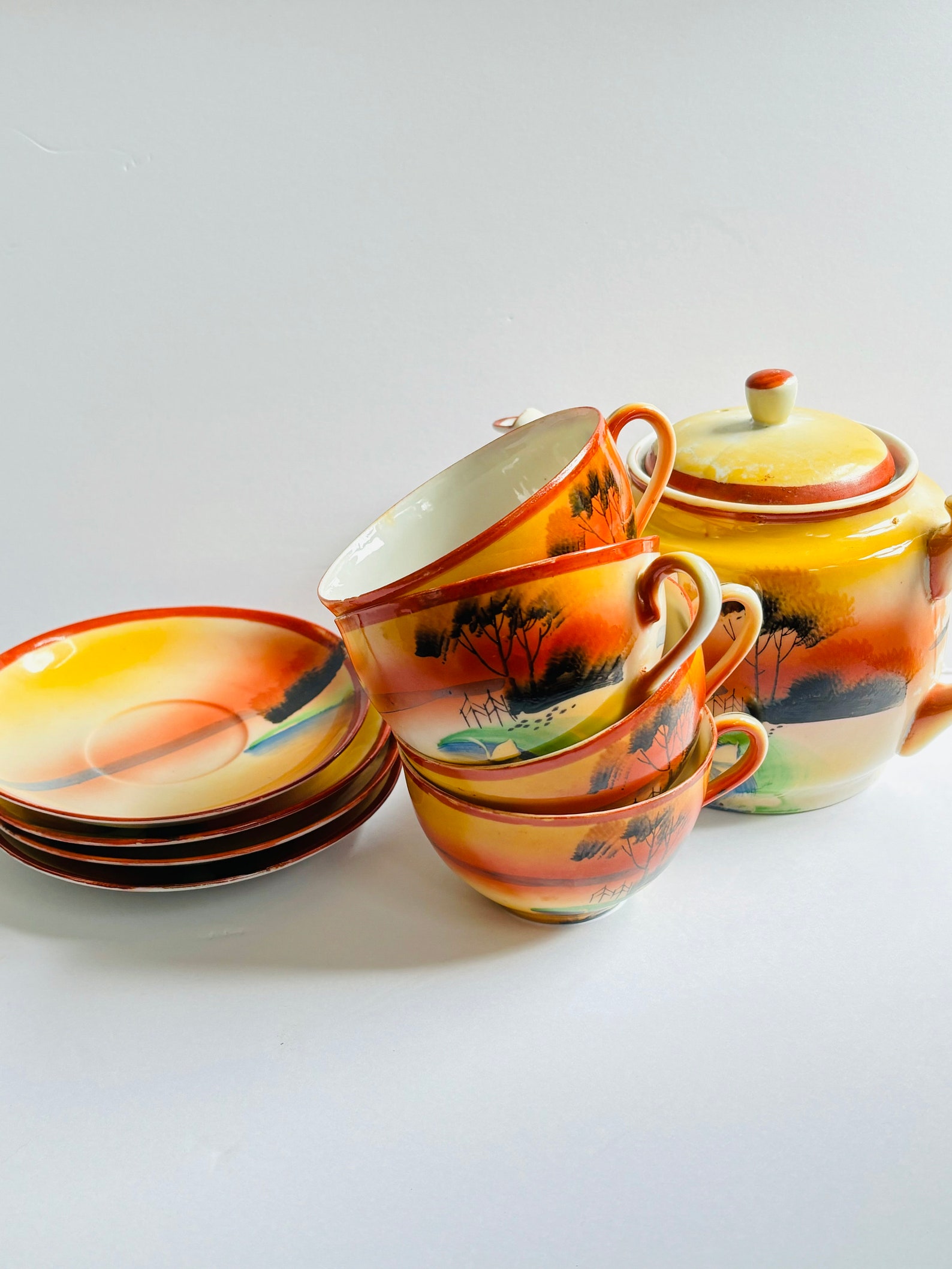 Japanese Hand Painted China Tea Set, Antique Tea Set, Hand Painted ...