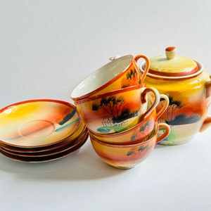 Japanese Hand Painted China Tea Set, Antique Tea Set, Hand Painted ...