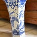 Vintage Bombay Company Large 15" Vase Hexagon Flowers Birds Blue White ...