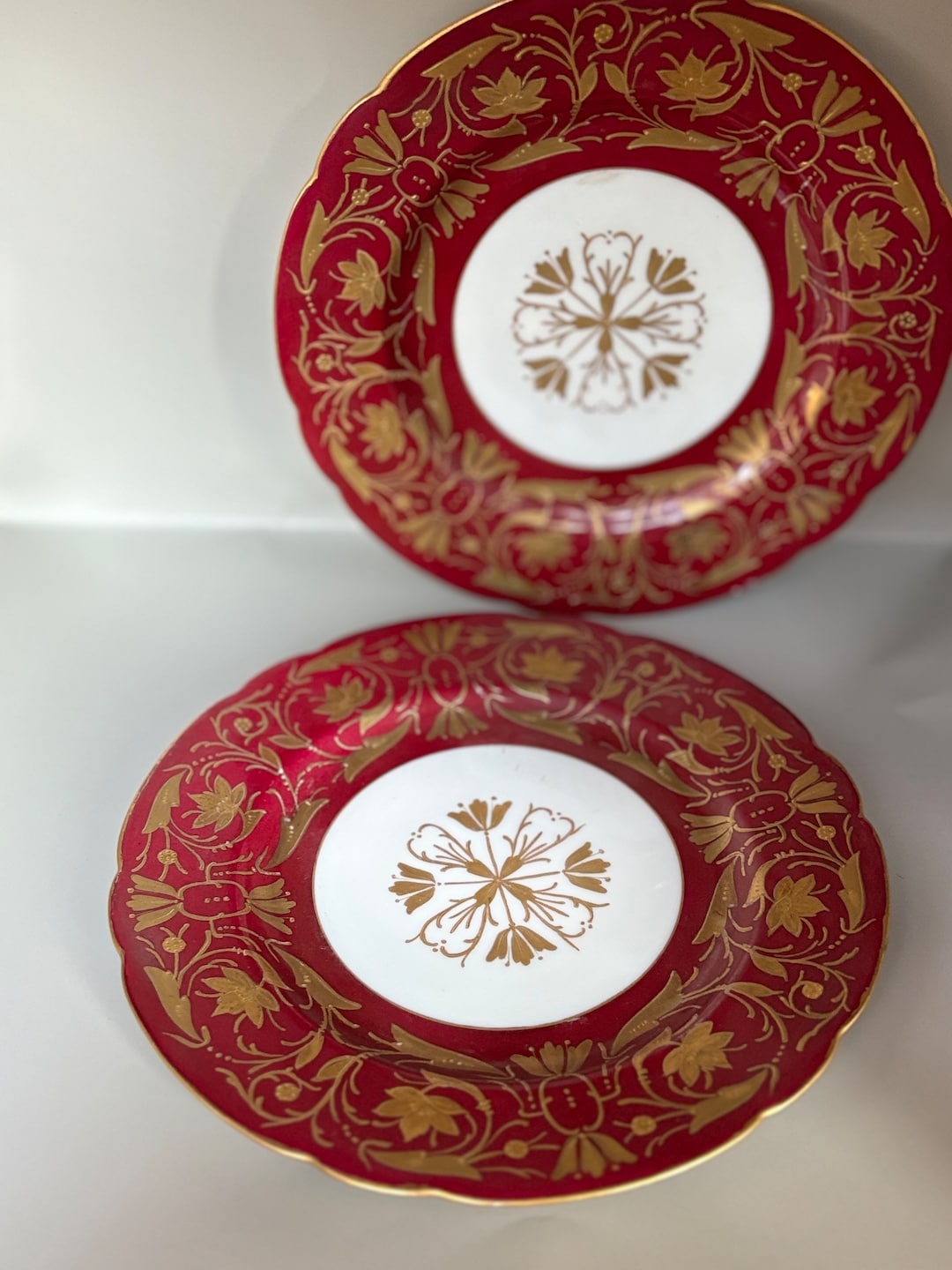 Antique Ovington Bros Austria 22k Gold Cranberry Plate Set - Etsy